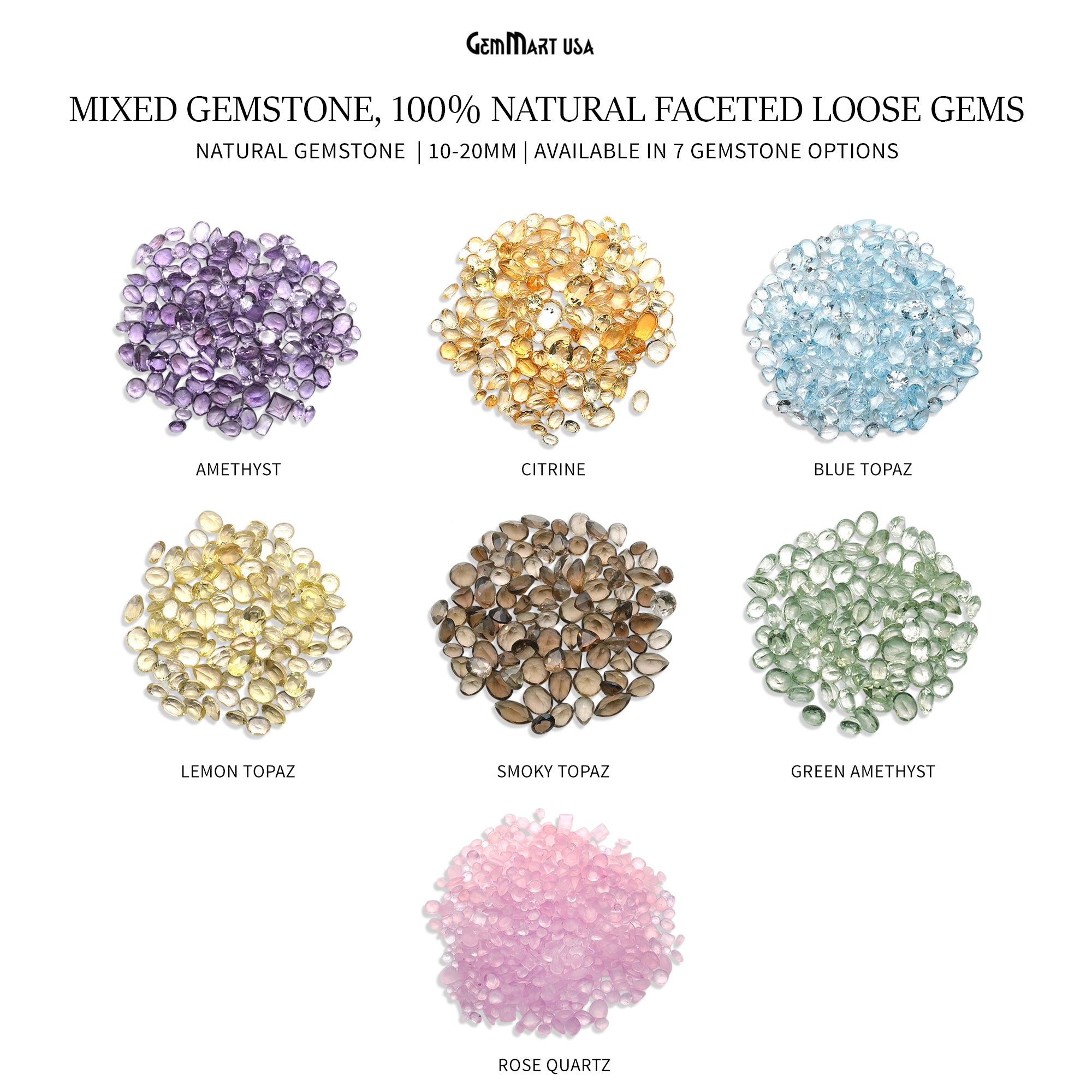 Mixed Gemstone, 100% Natural Semi Precious Gems, Faceted Loose Gems, 1 ...