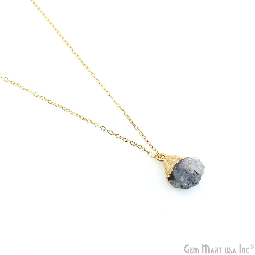 Rough Rutilated Geode, Raw Crystal, Gold Electroplated 22x14mm, Single ...
