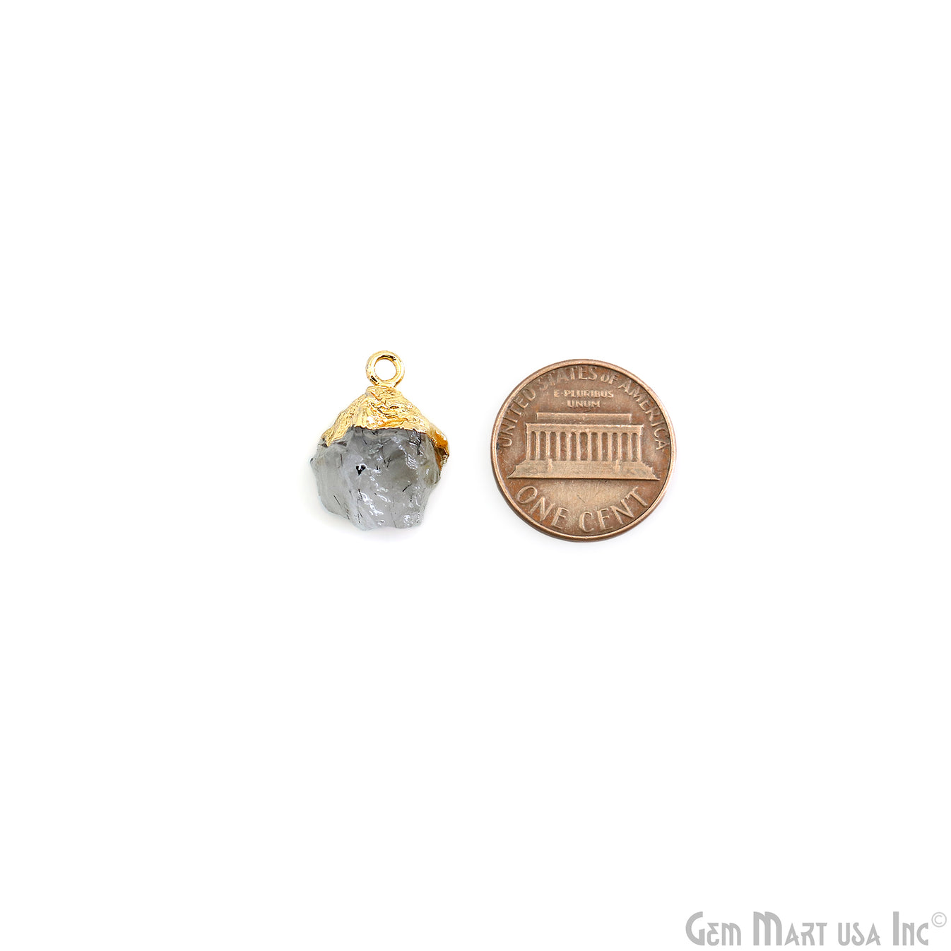 Rough Rutilated Geode, Raw Crystal, Gold Electroplated 22x14mm, Single ...