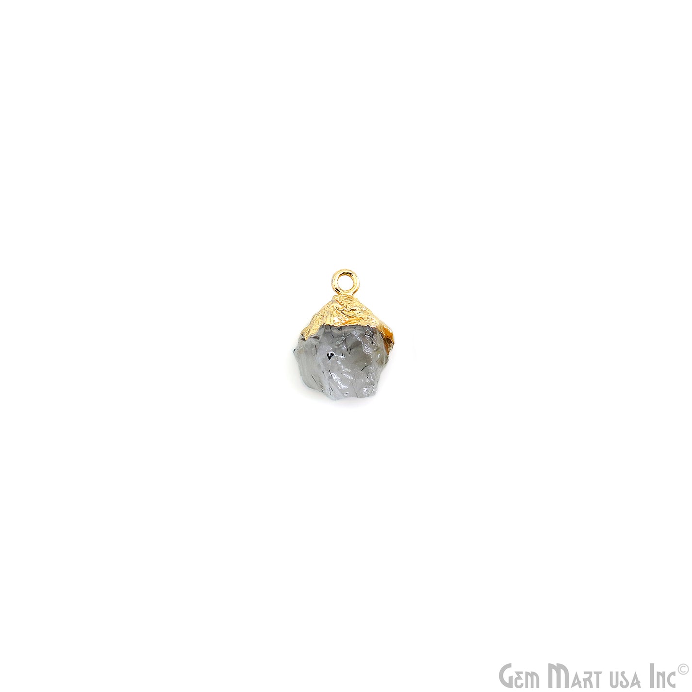 Rough Rutilated Geode, Raw Crystal, Gold Electroplated 22x14mm, Single ...