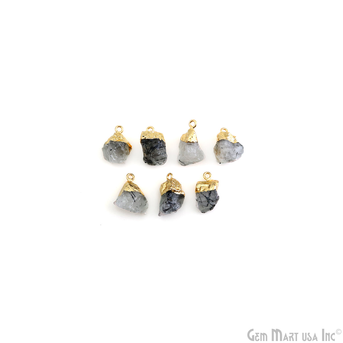 Rough Rutilated Geode, Raw Crystal, Gold Electroplated 22x14mm, Single ...