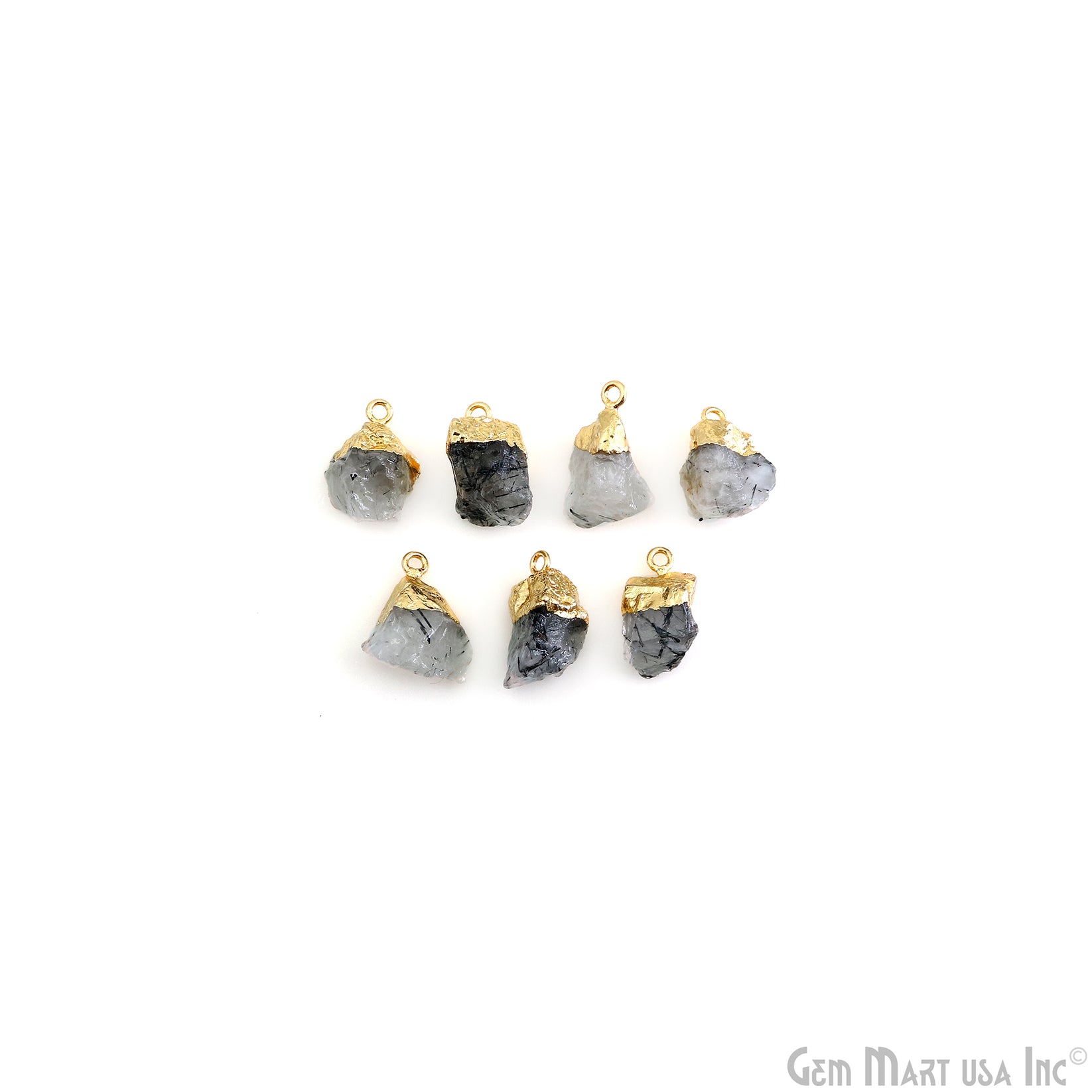 Rough Rutilated Geode, Raw Crystal, Gold Electroplated 22x14mm, Single ...