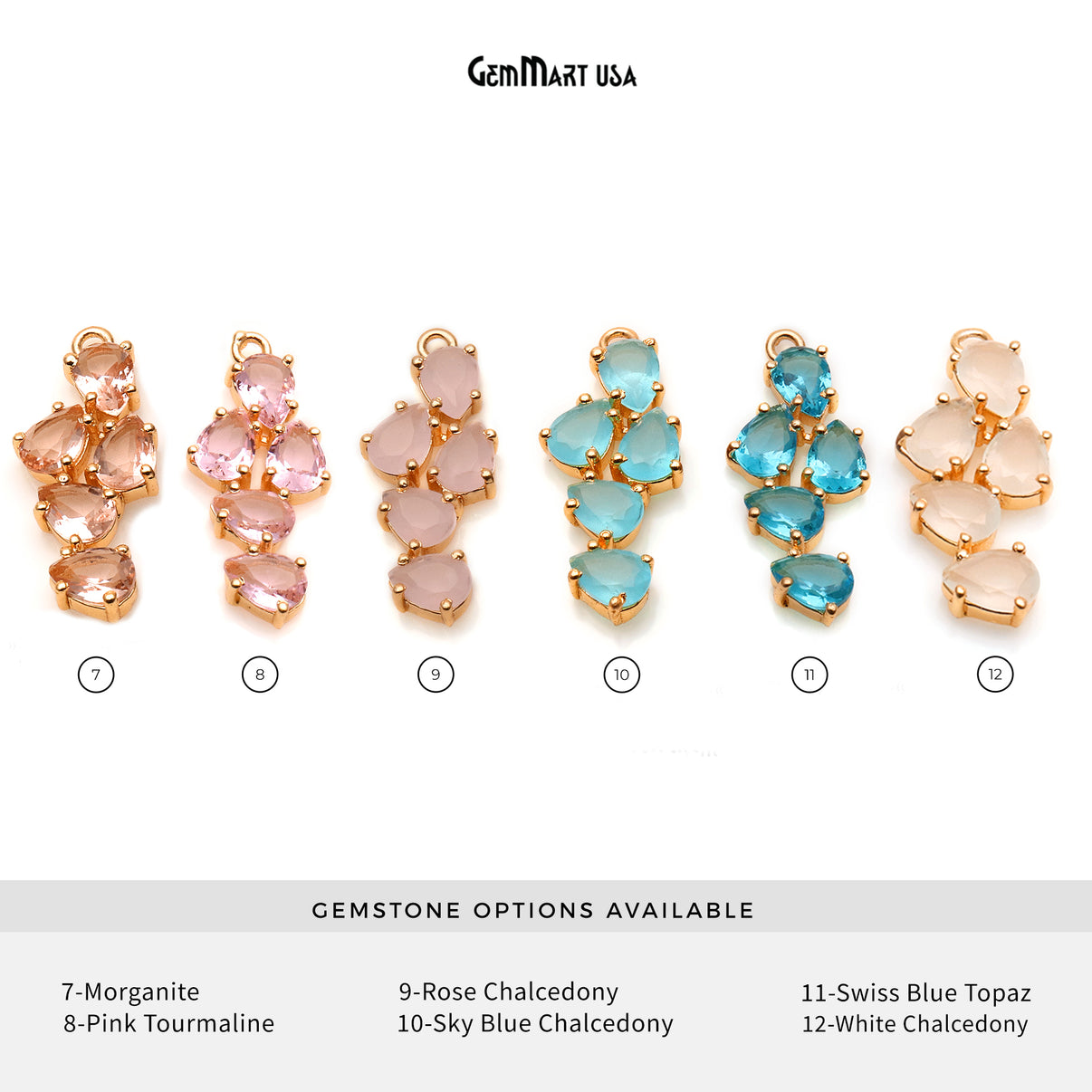 DIY Gemstone Pear Shape 28x12mm Gold Plated Prong Setting Connector 1P ...