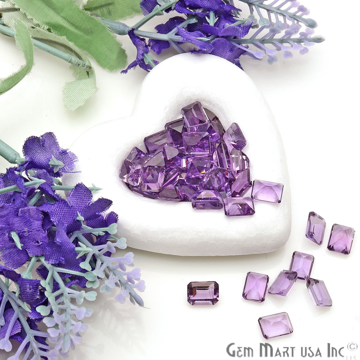 Amethyst Rectangle Gemstone, 6x8mm, 10+ Carats, 100% Natural Faceted L ...