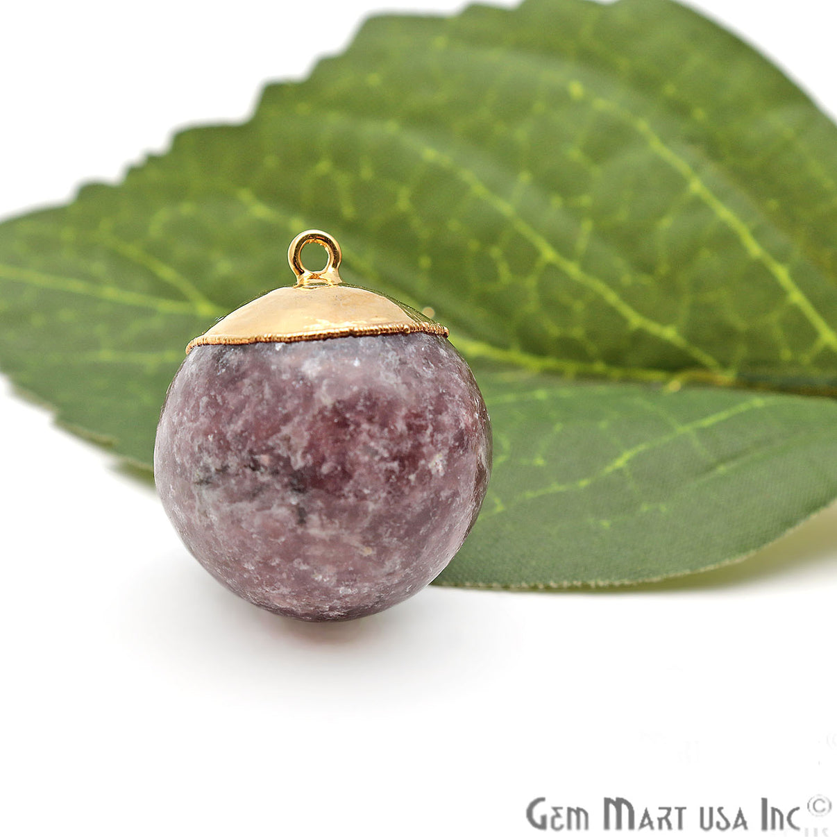 Gemstone Ball 21x24mm Gold Electroplated Single Bail Charm Ball Connec ...