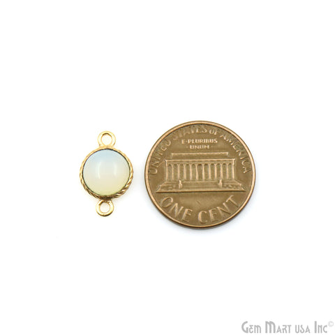 White opal Cabochon Round 8mm Double Bail Twisted Design Bezel Connect ...
