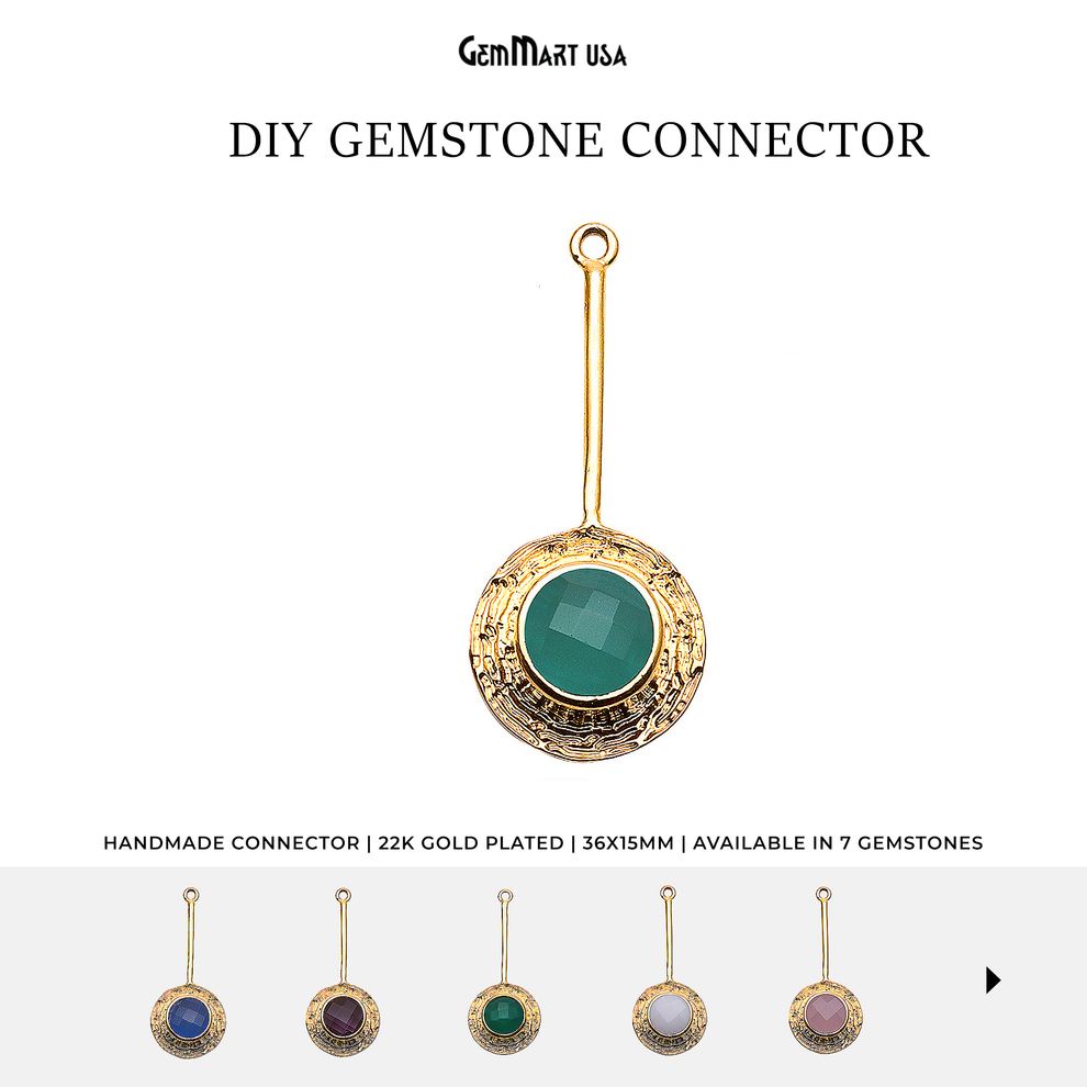 DIY Gemstone Gold Plated 36x15mm Long Dangle Connector 1PC – GemMartUSA