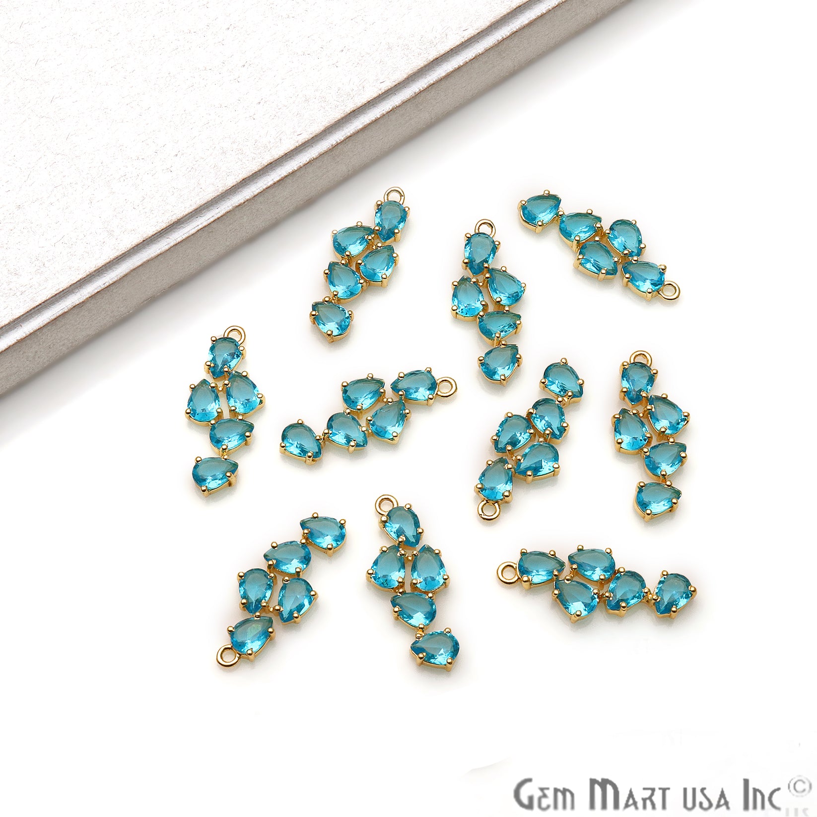 DIY Gemstone Pear Shape 28x12mm Gold Plated Prong Setting Connector 1P ...